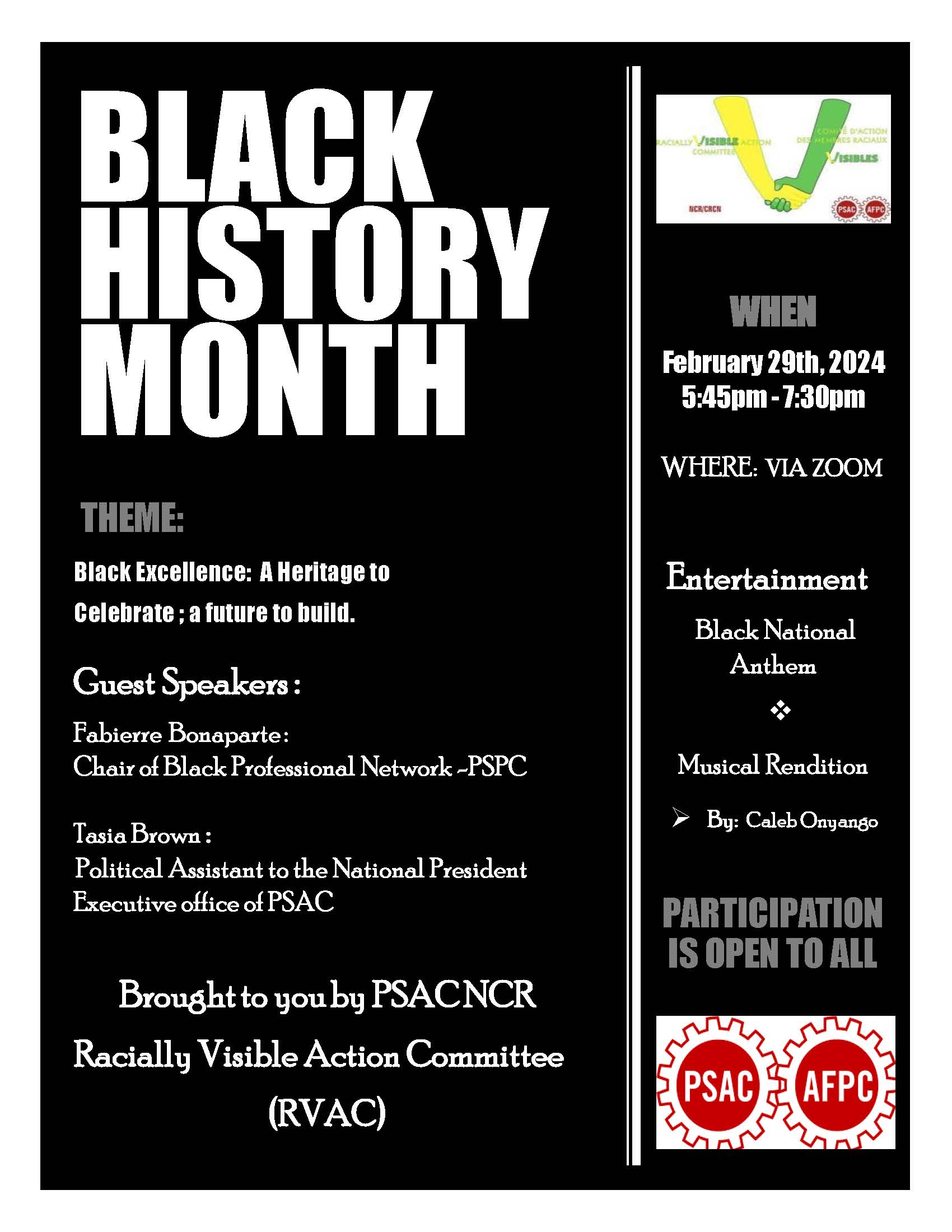 RVAC – Black History Month celebration – PSAC NCR